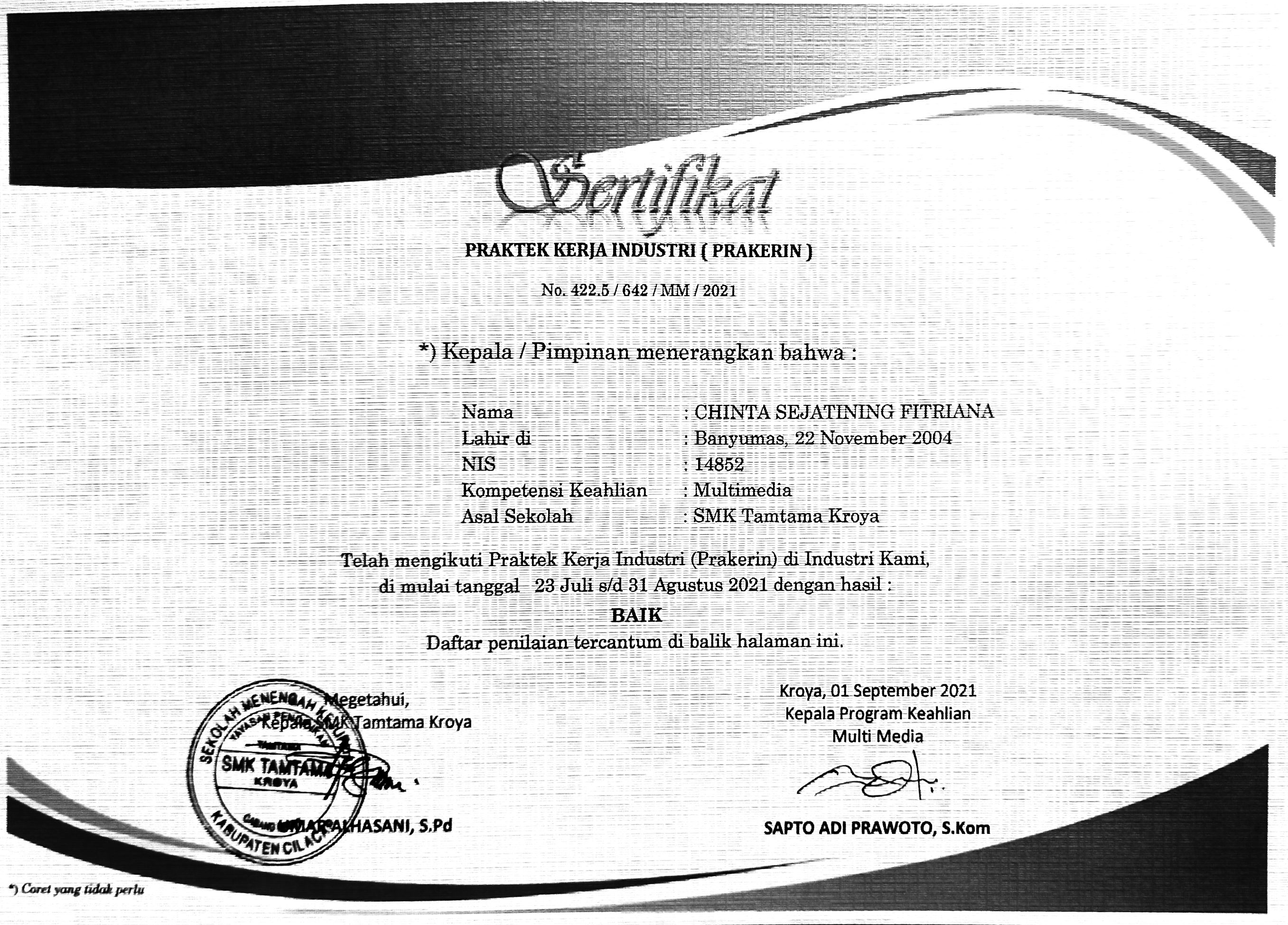 Portfolio Chinta Fitriana